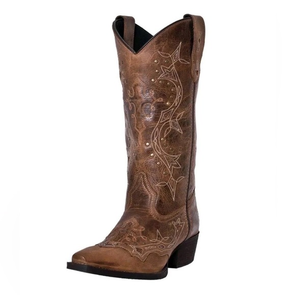 Dan Post | Shoes | Dan Post Laredo Cross Studded Brown Leather Cowboy ...